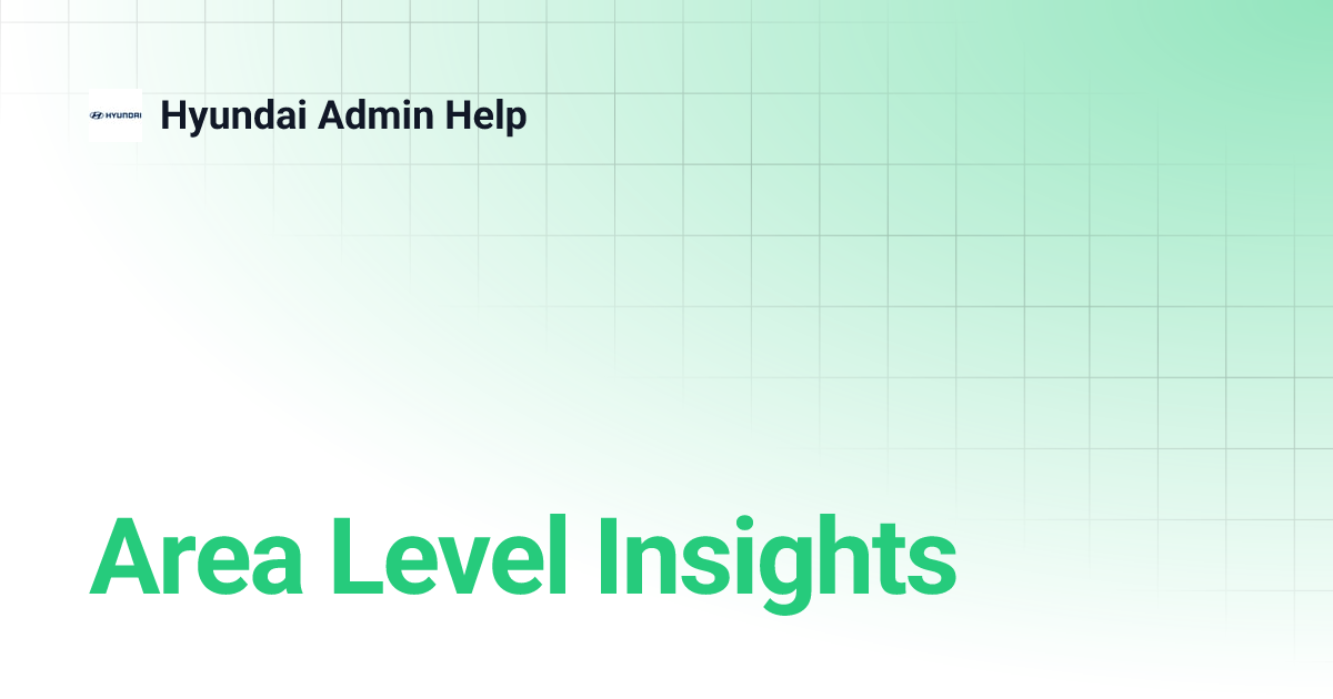 Area Level Insights | Hyundai Admin Help